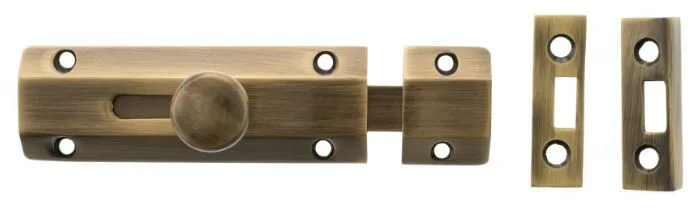 Atlantic 4" Solid Brass Surface Door Slide Bolt Antique Brass ...
